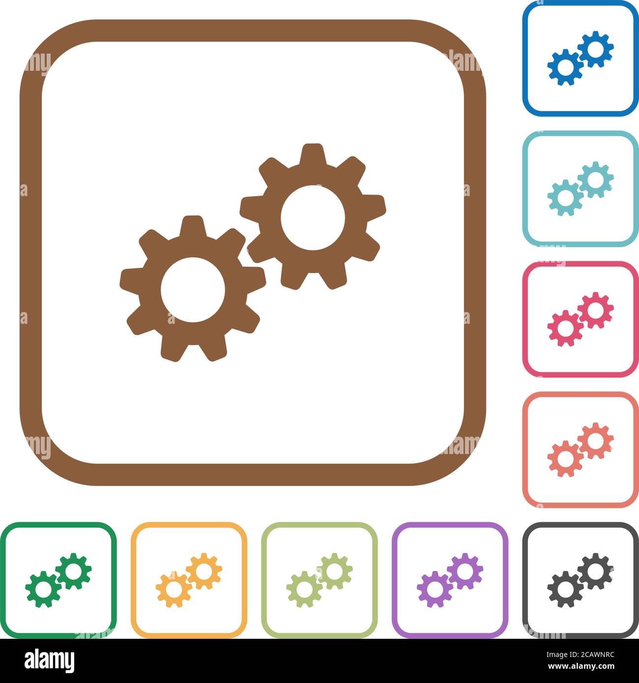 Collaboration simple icons in color rounded square frames on white ...