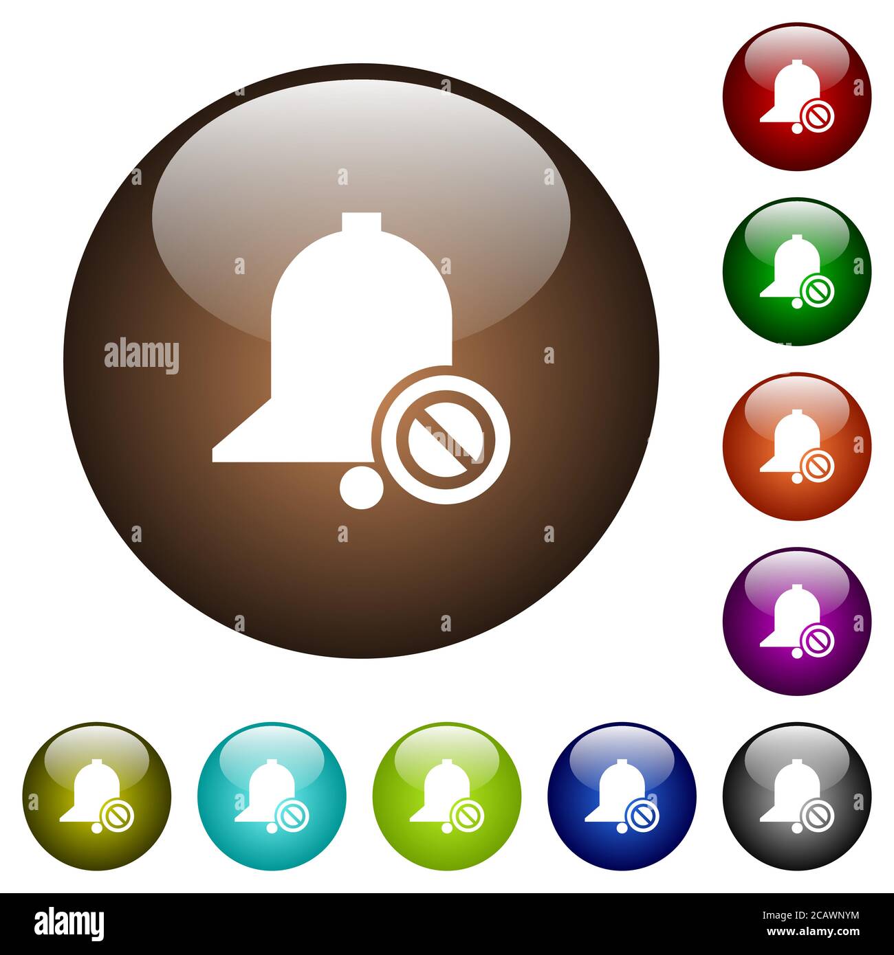 Disable reminder white icons on round color glass buttons Stock Vector ...