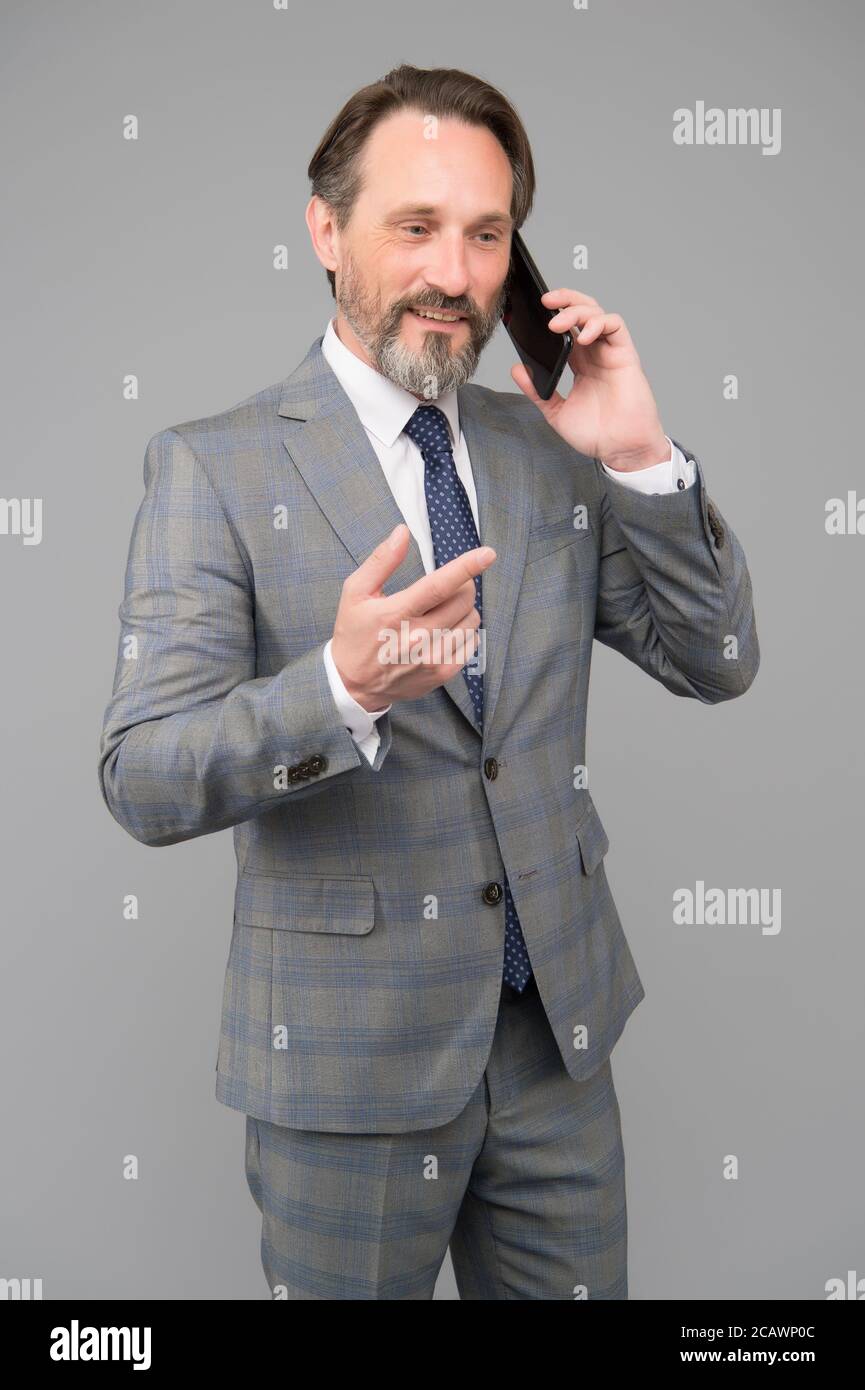 Business conversation man mobile phone, successful negotiations concept ...