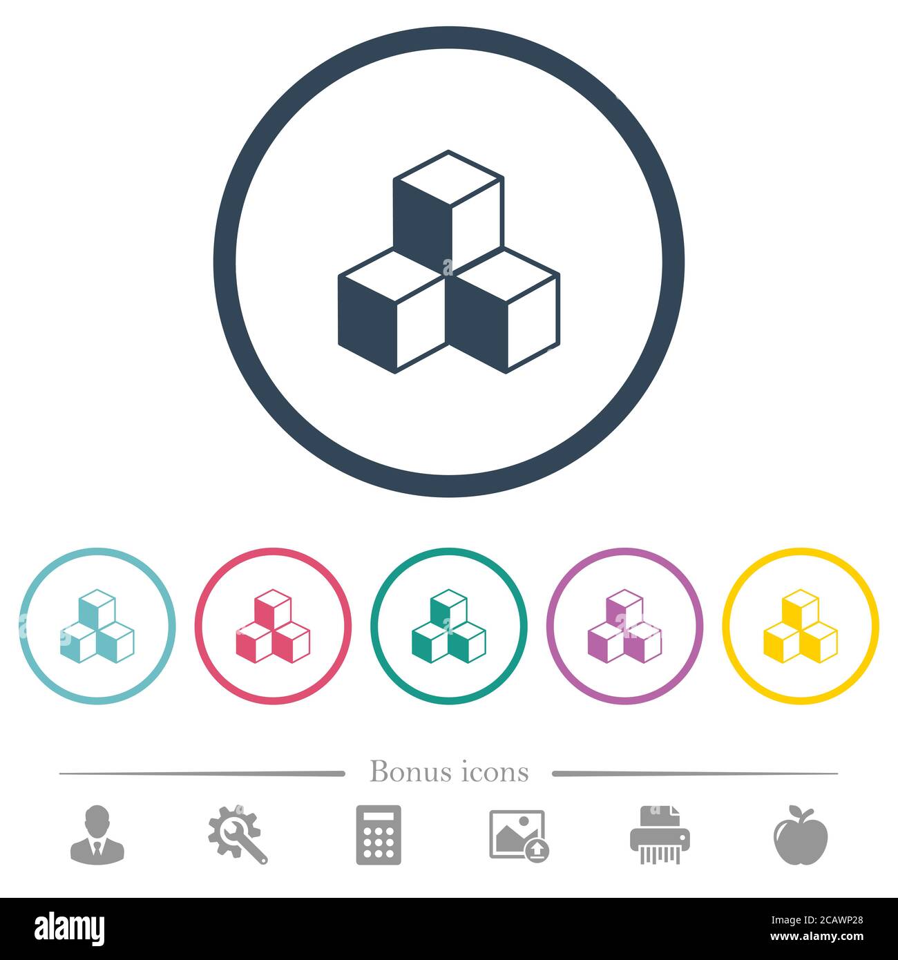 Cubes flat color icons in round outlines. 6 bonus icons included Stock Vector Image & Art - Alamy