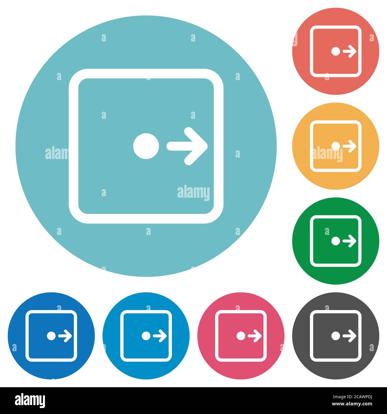 Move object right flat white icons on round color backgrounds Stock ...