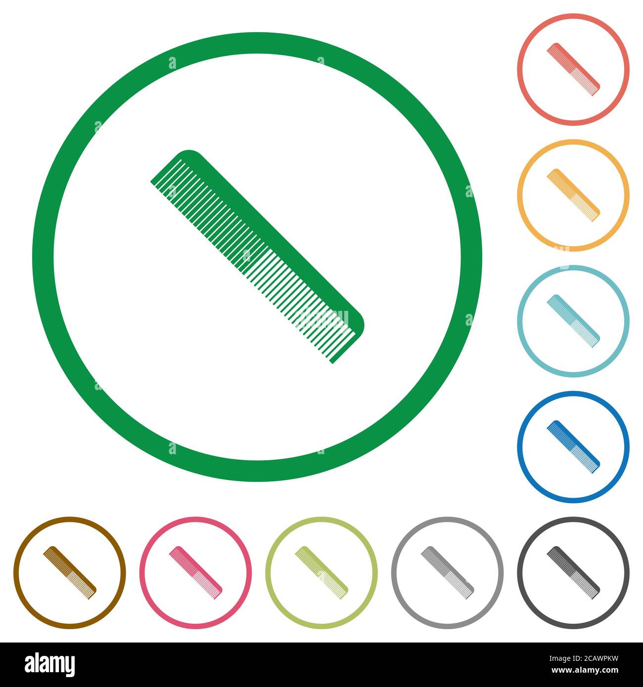 Simple comb flat color icons in round outlines on white background ...