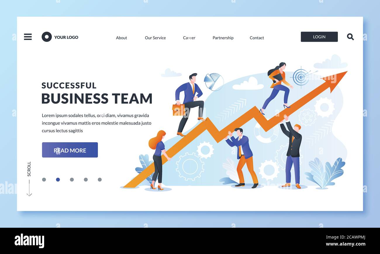 Teamwork, support and partnership concept. People climb arrow graph ...