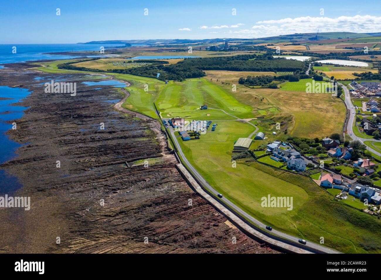 Aerial view of Dunbar golf course, East Lothian, Scotland,UK Stock ...
