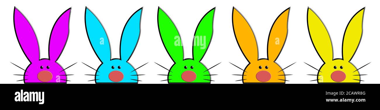 Illustration of colorful bunnies on a white isolated background Stock ...