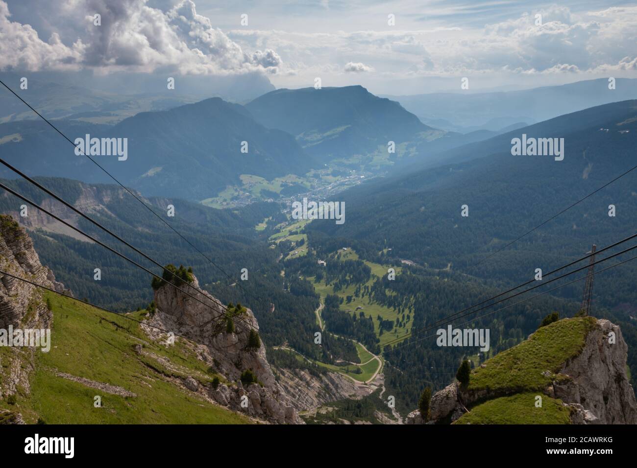 Scenic view of Val Gardena – Grödnertal in summer seen from Seceda ...