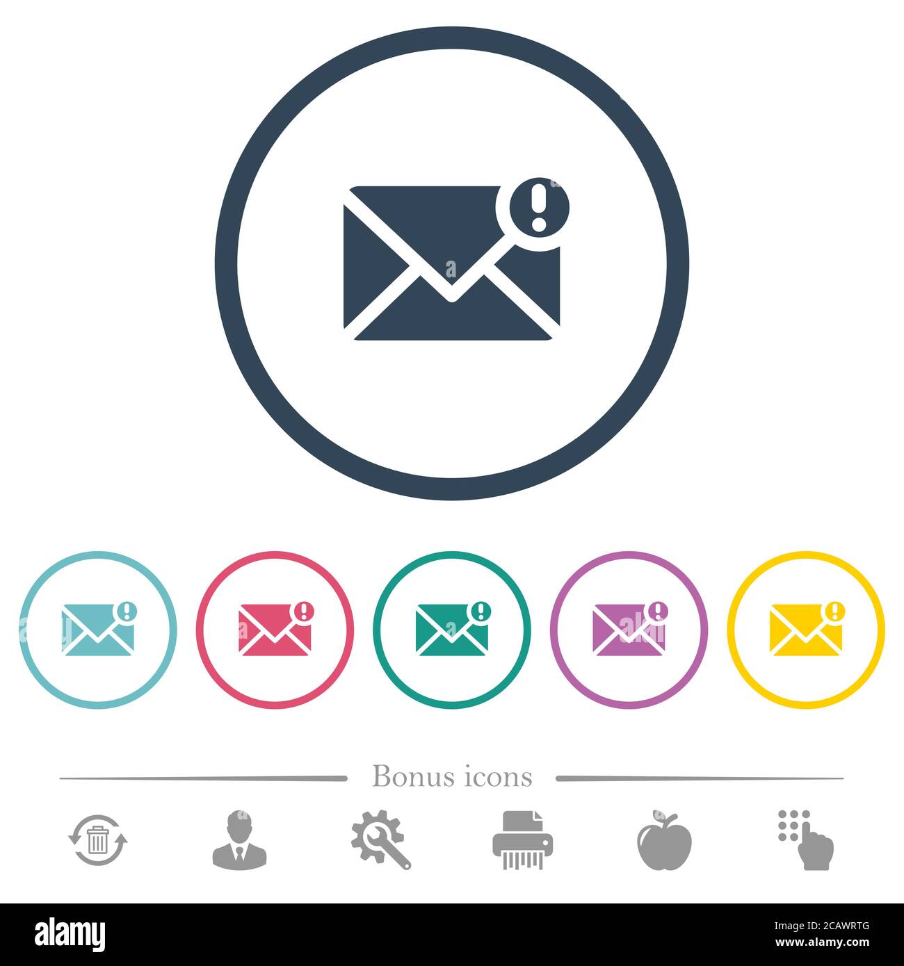 Important message flat color icons in round outlines. 6 bonus icons ...