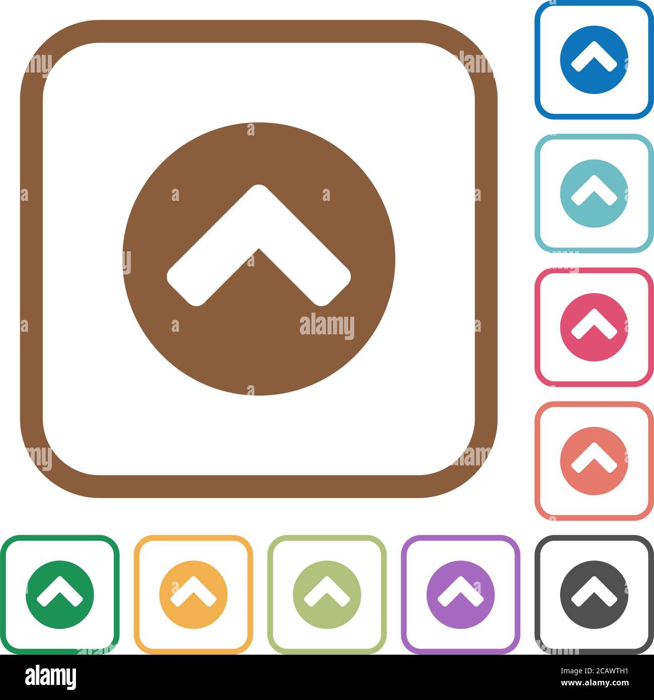 Chevron up simple icons in color rounded square frames on white background Stock Vector Image ...