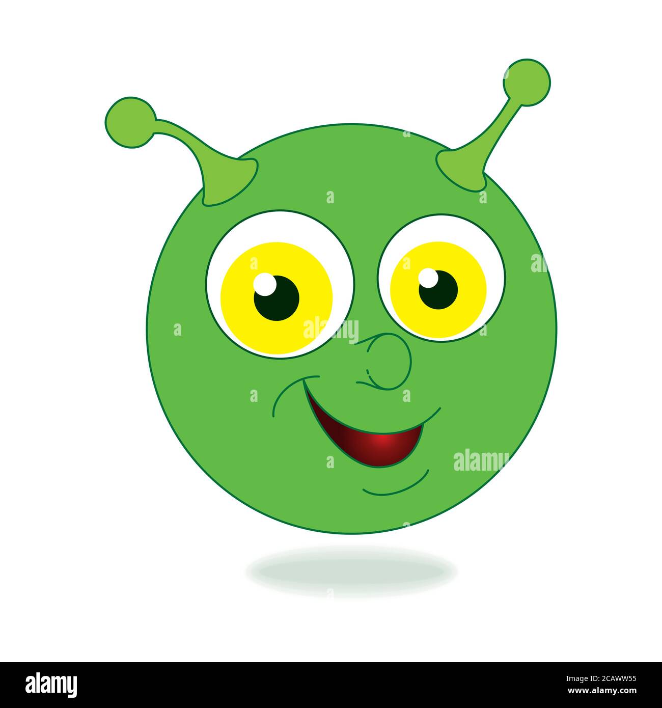 Cute alien, head funny character flat illustration. Alien face icons ...