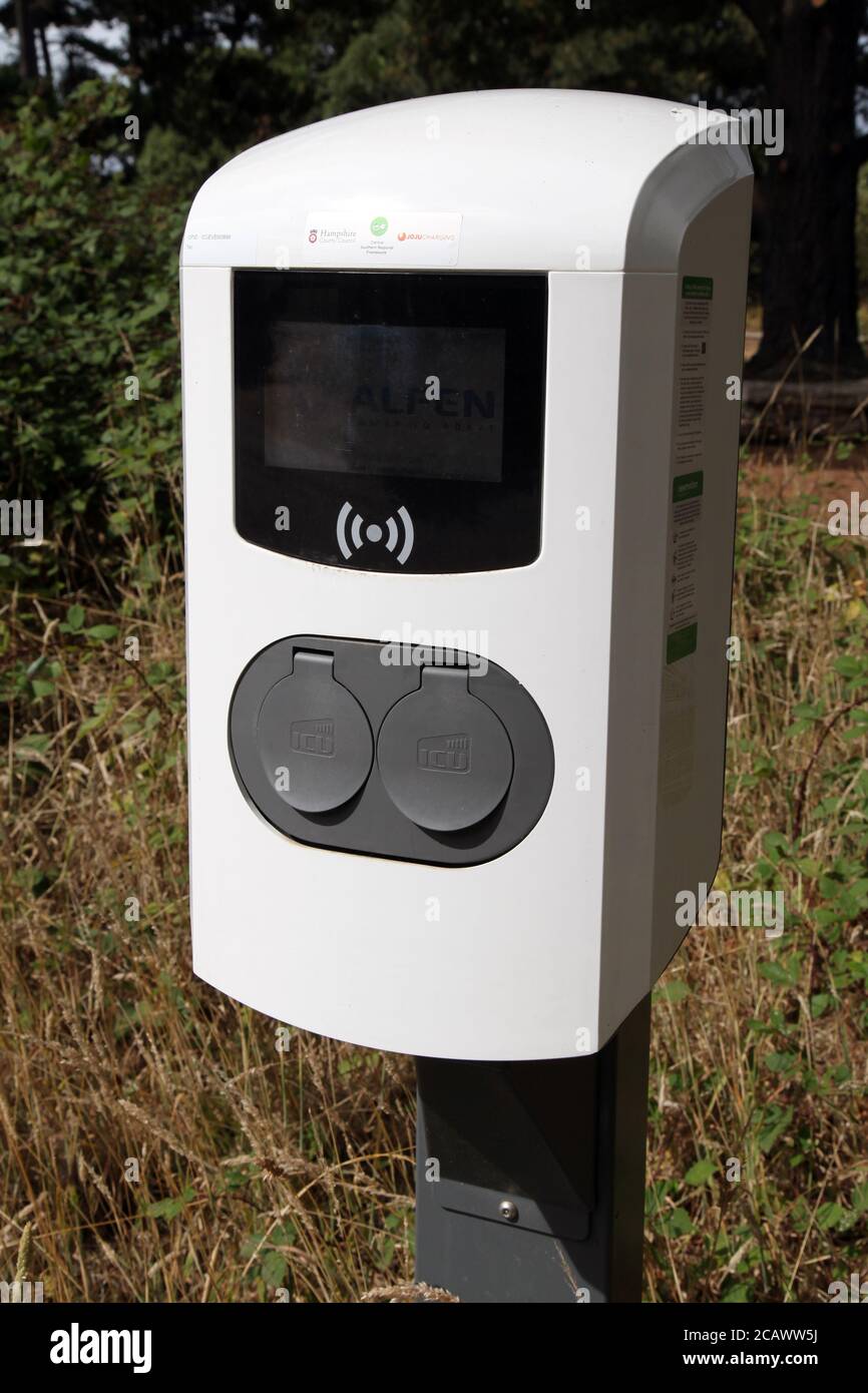 Electric Vehicle EV car charging points at Lepe Country Park, New ...