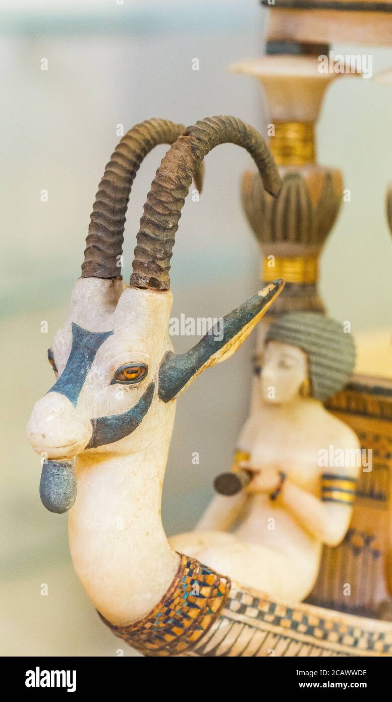 Egypt, Cairo, Tutankhamon alabaster, from his tomb in Luxor : Detail of ...