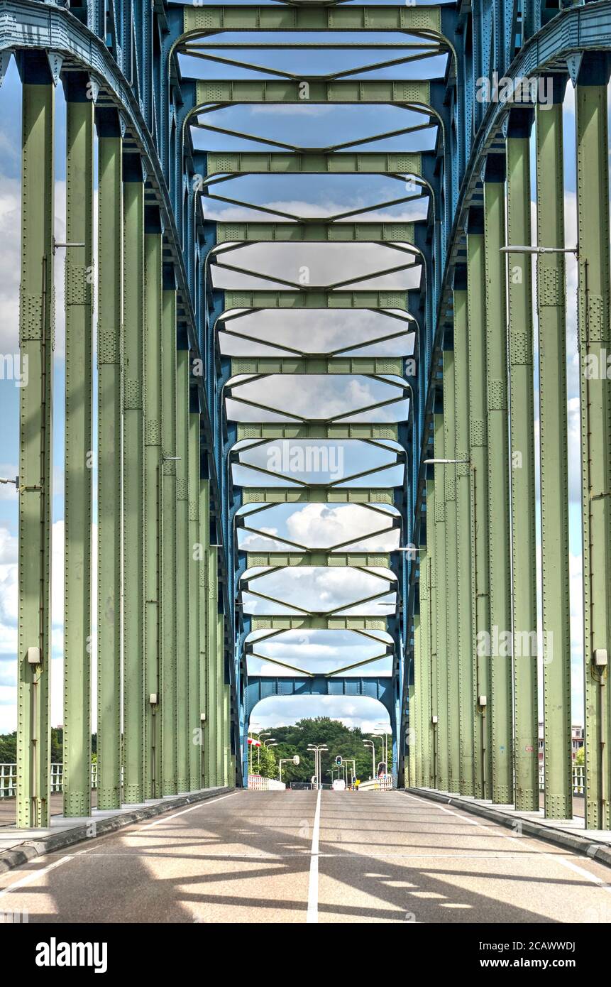 Zwolle, The Netherlands, July 21, 2020: view mid road inside the steel ...