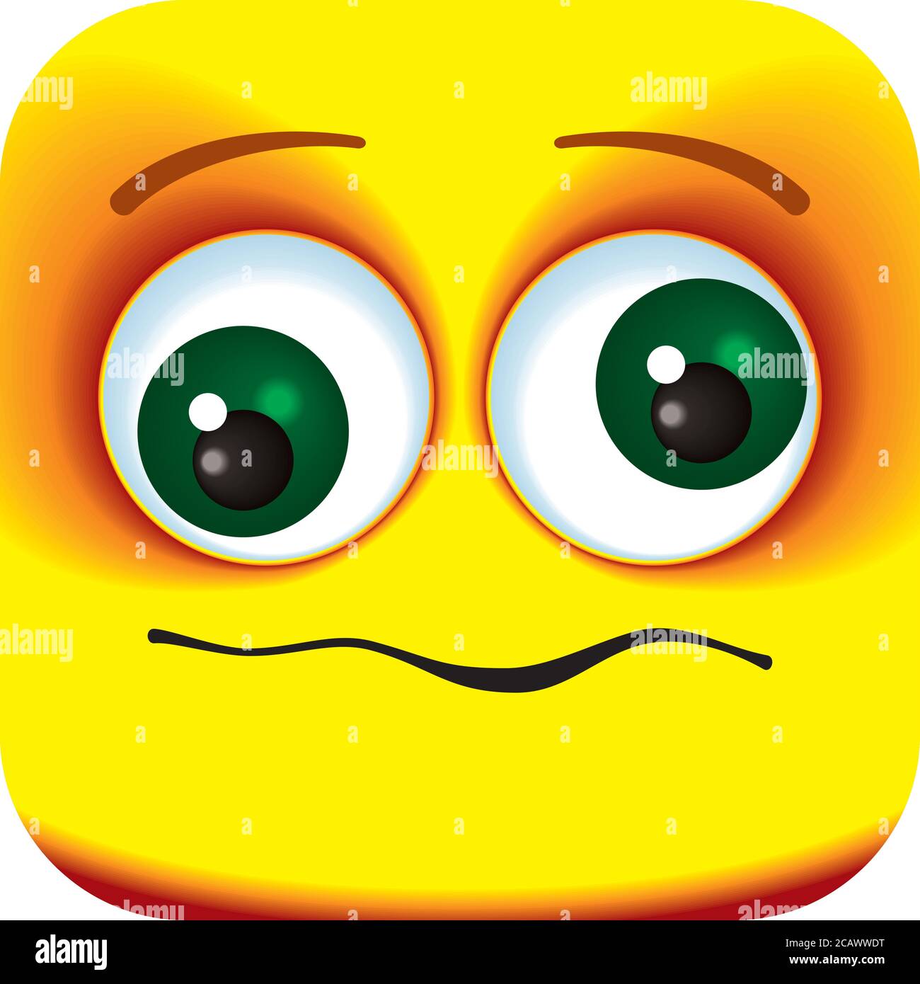 Begin to Cry. Bewildered, suffering face Cartoon Square Emoticon ...