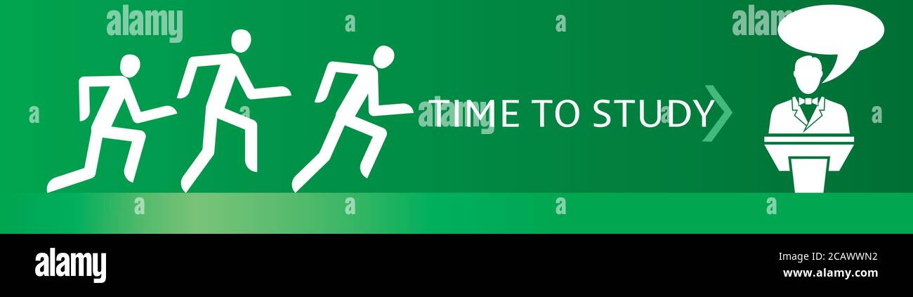 vector sign, Time to study, people are running to listen to lectures ...