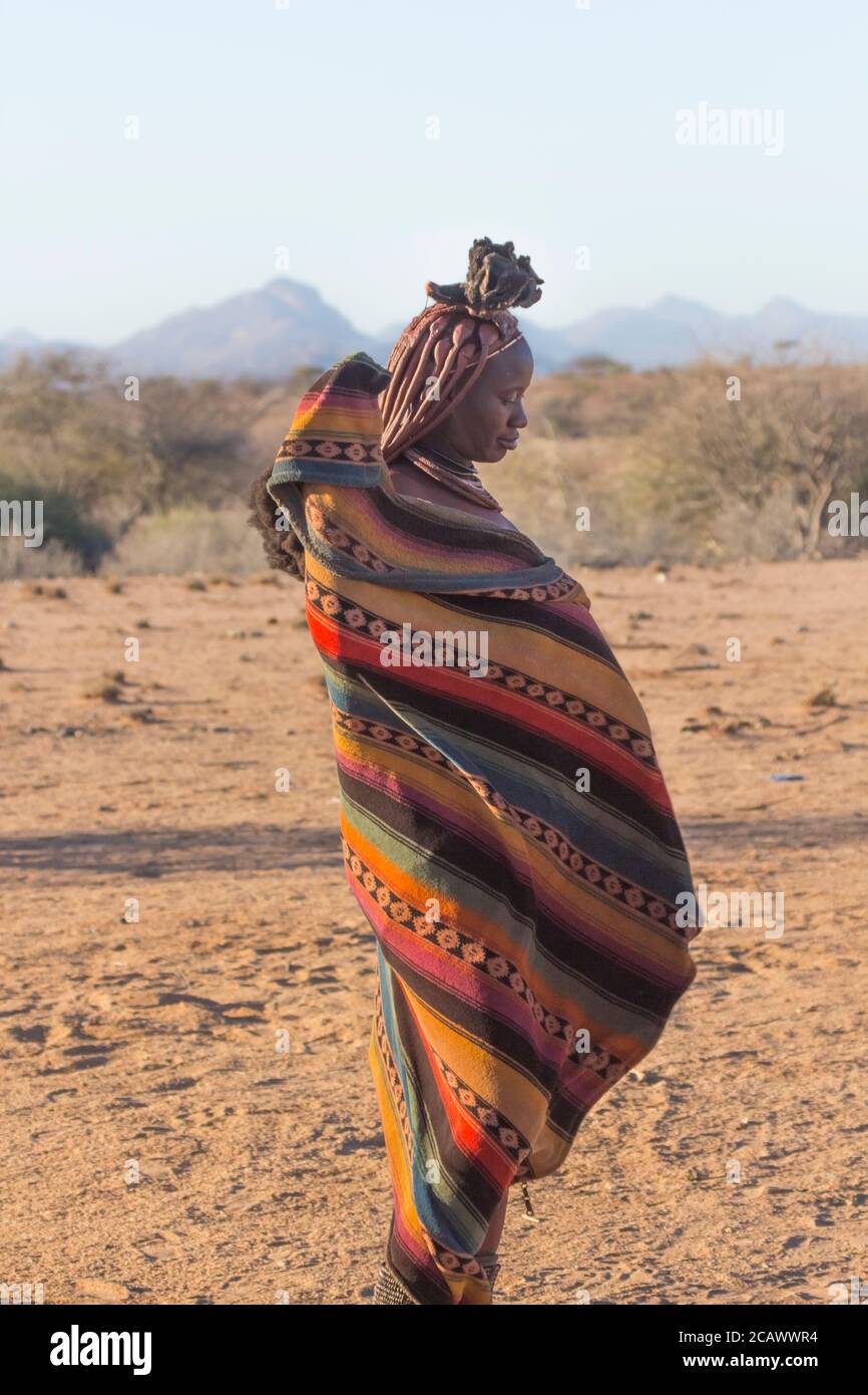 KAMANJAB, NAMIBIA - SEPTEMBER 07, 2015: Unidentified woman from Himba ...