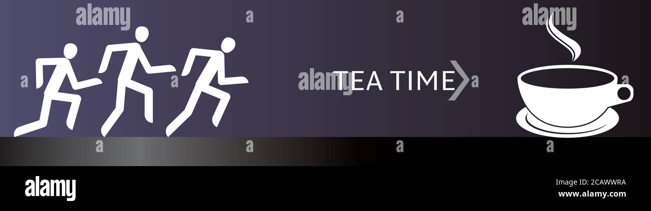 vector sign, tea time, people run to drink tea Stock Vector Image & Art ...