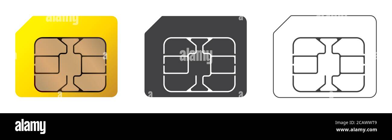 Sim Card For Mobile Cellular Communication Sim Card Set Vector Illustration Mobile And