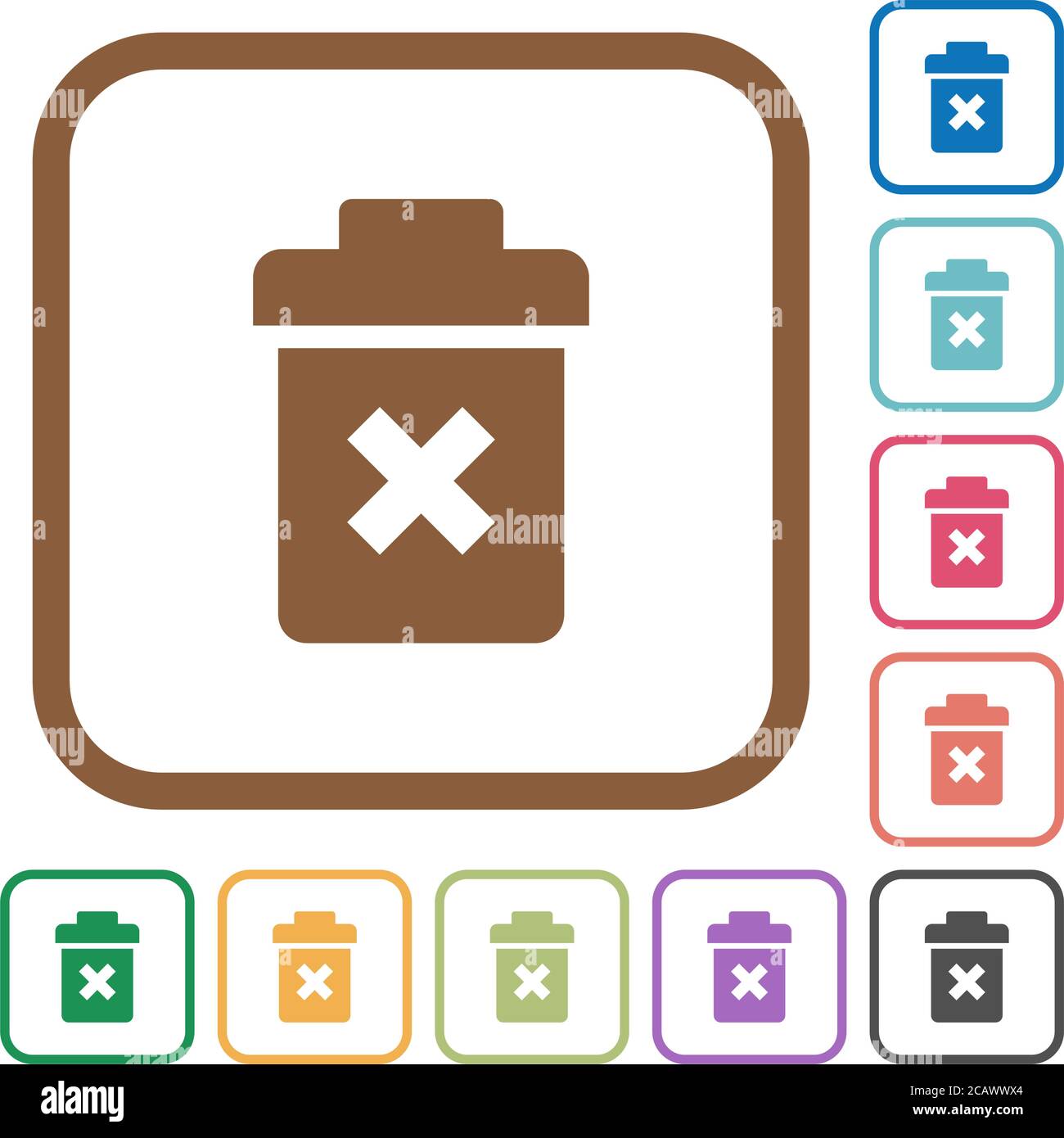 Delete simple icons in color rounded square frames on white background Stock Vector Image & Art ...