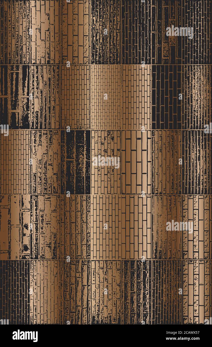 Set of background brick wall textures. Bronze Gradient. Vector ...
