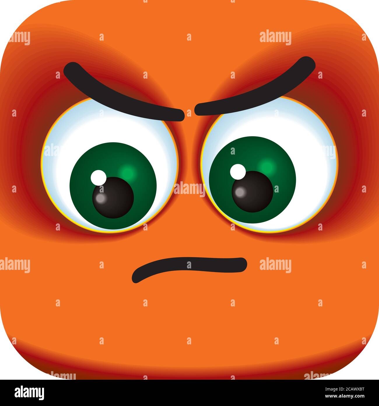 Angry Red Cartoon Square Emoticon. Cartoon faces for your design Stock ...