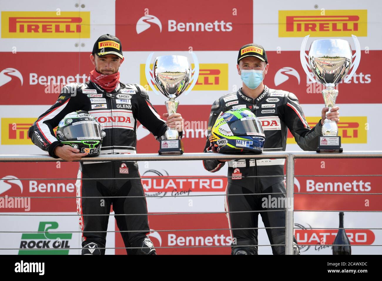 Honda Racing's Andrew Irwin (right) celebrates winning race two ...