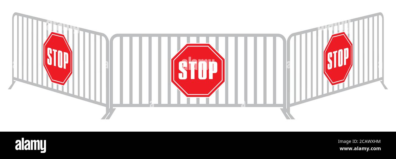STOP sign, safety fence barrier with stop sign, steel panel to block ...