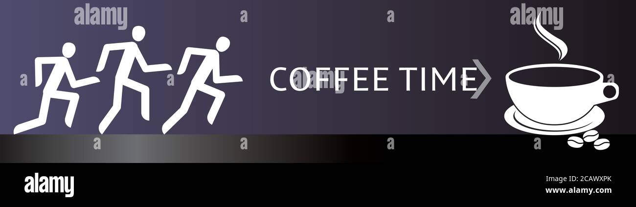 vector sign coffee time, people run to drink coffee Stock Vector Image ...