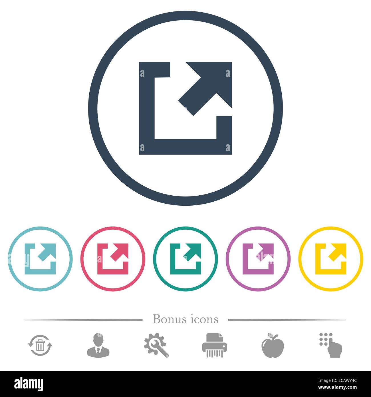 External link flat color icons in round outlines. 6 bonus icons ...