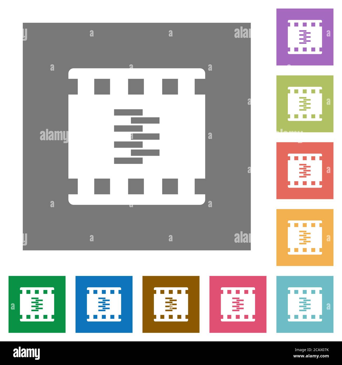 Compress movie flat icons on simple color square backgrounds Stock Vector Image & Art - Alamy