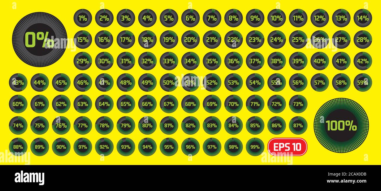 Set of circle percentage diagrams from 0 to 100 percent. Progress bar ...