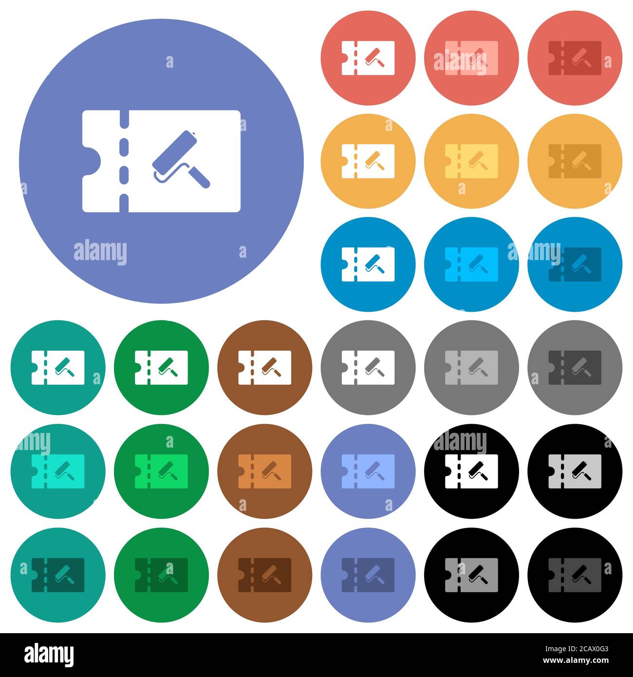 Paint shop discount coupon multi colored flat icons on round ...