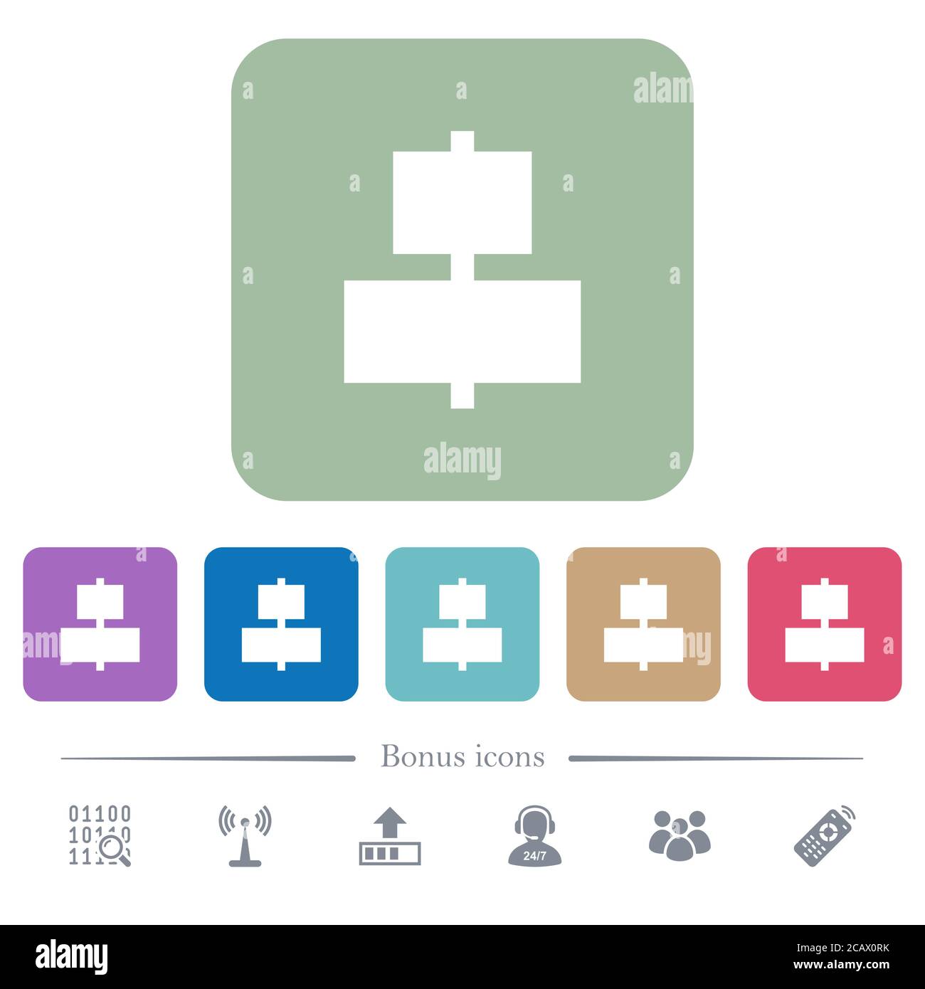 Align to center white flat icons on color rounded square backgrounds. 6 ...