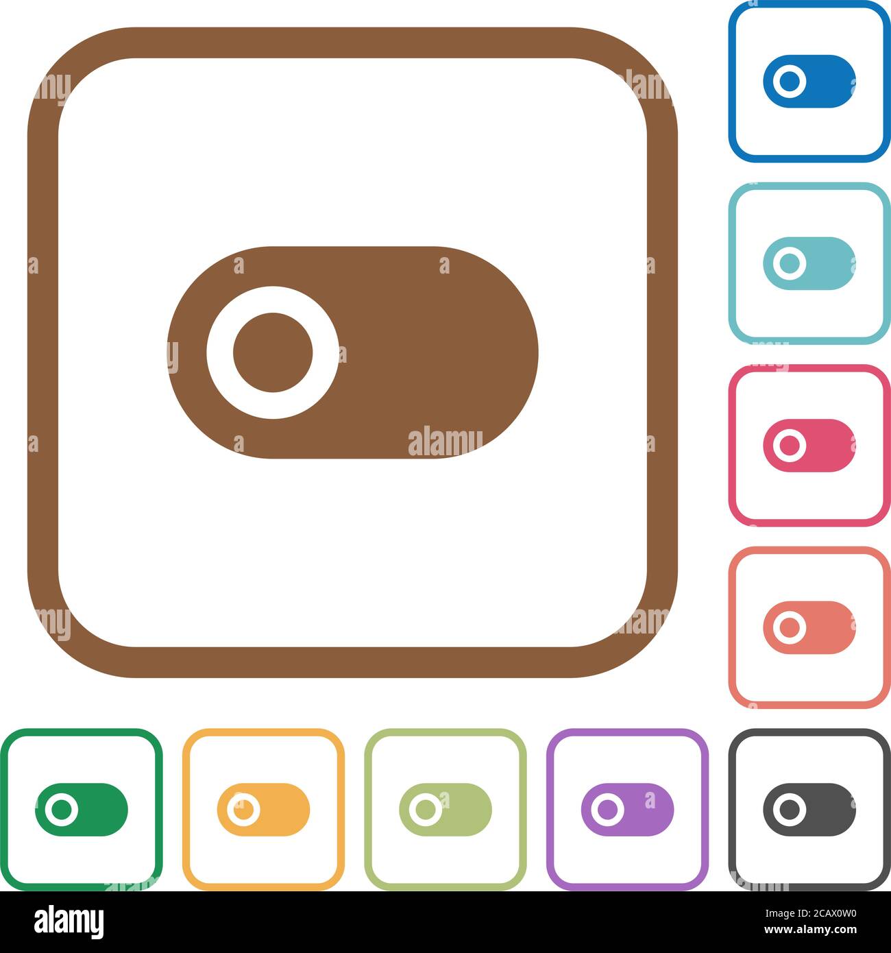 Single horizontal toggle simple icons in color rounded square frames on white background Stock ...