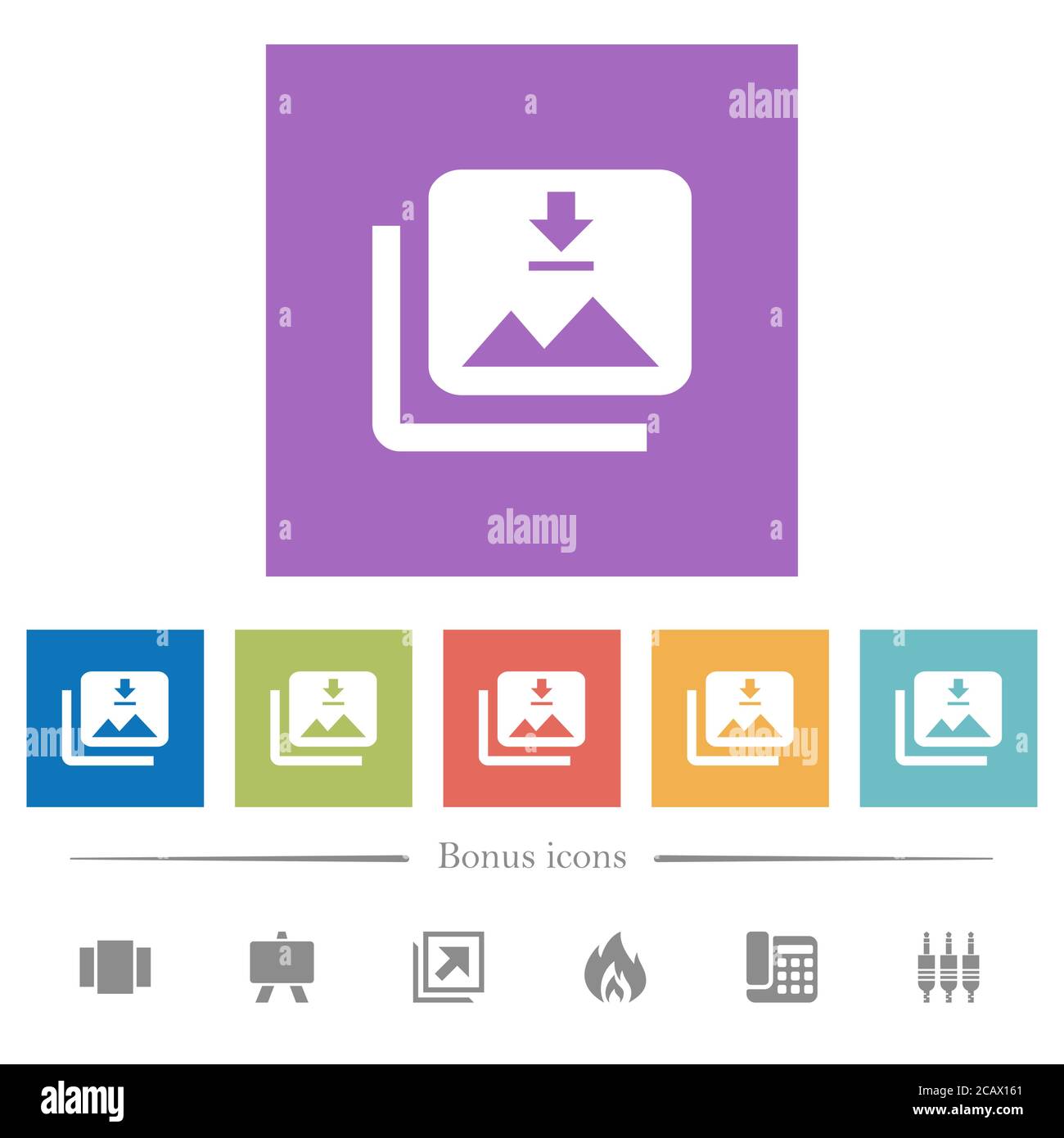 Download multiple images flat white icons in square backgrounds. 6 ...