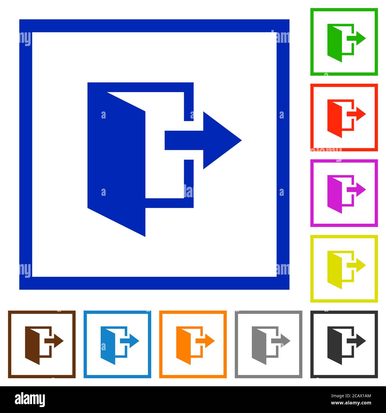 Exit flat color icons in square frames on white background Stock Vector ...