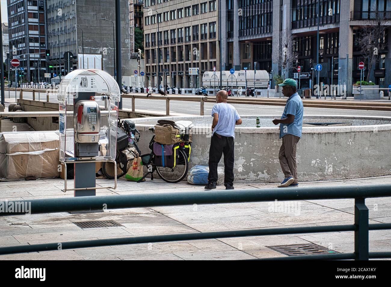 Milan, Italy 08.08.2020: Homeless people on the streets of Milan Stock ...