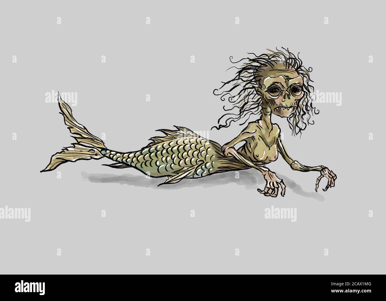 Fiji Mermaid hand drawn illustration artwork Stock Photo - Alamy