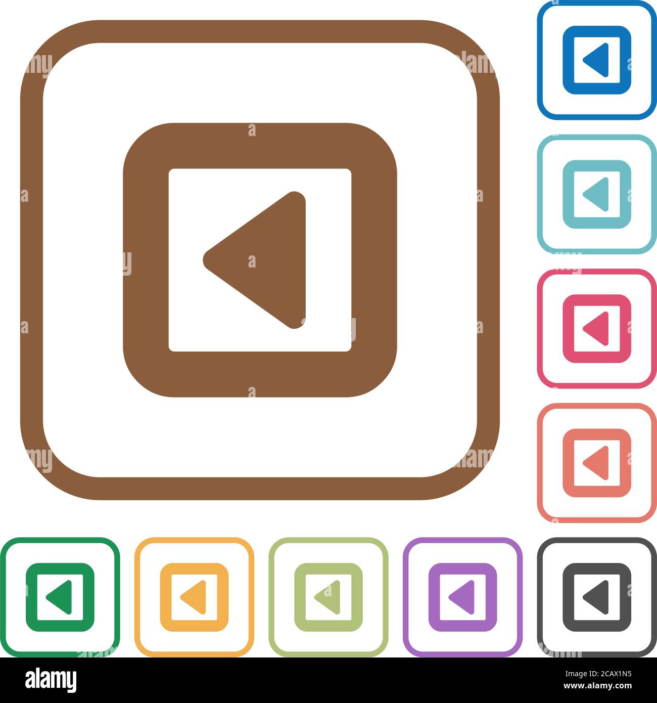 Toggle left simple icons in color rounded square frames on white ...