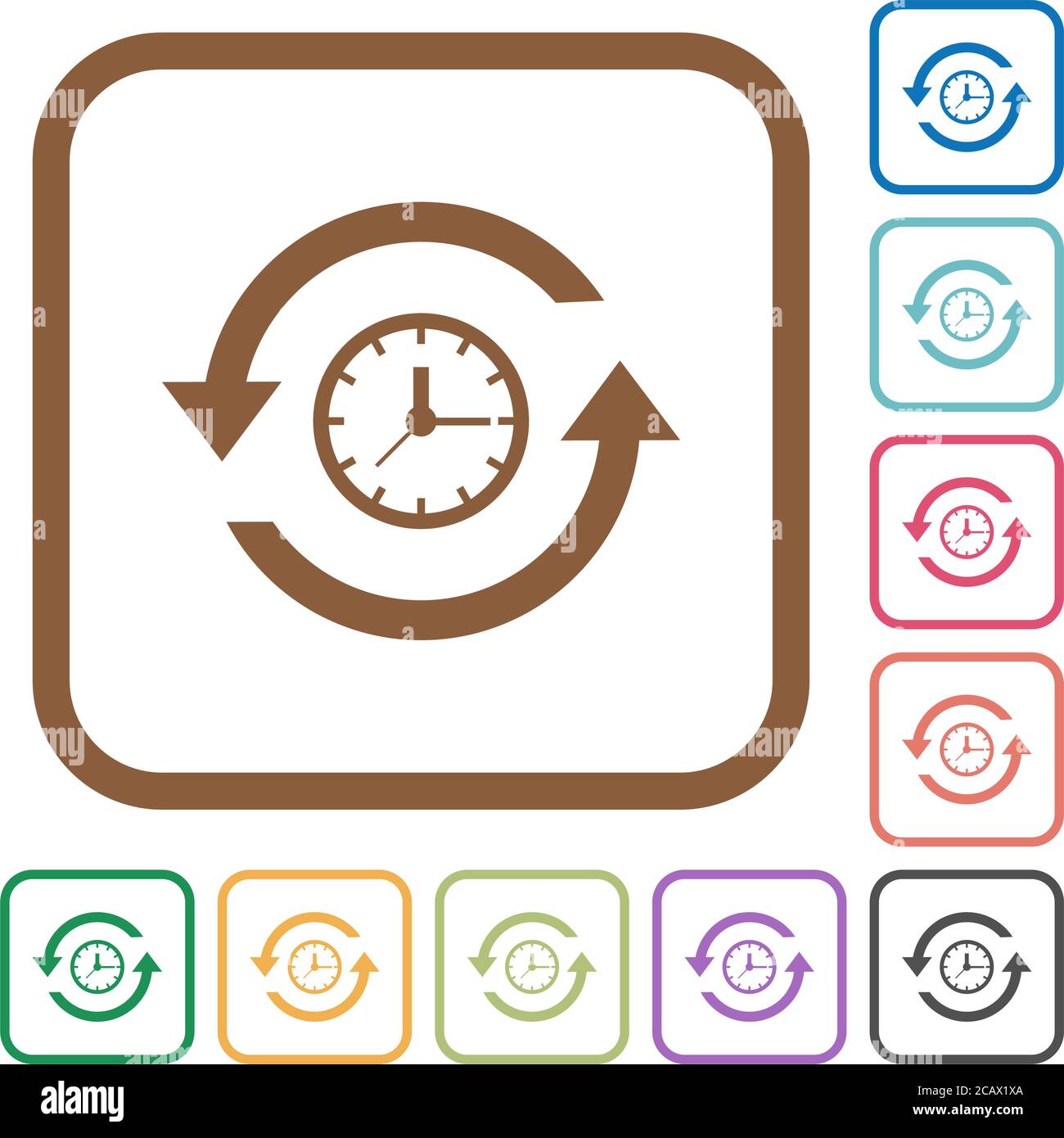 History simple icons in color rounded square frames on white background ...