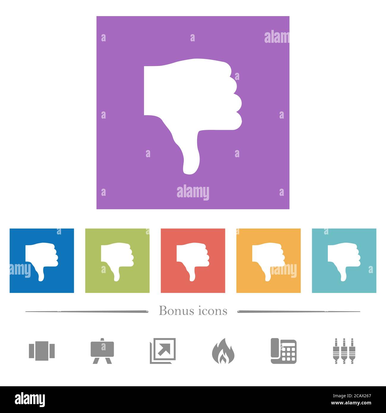 Thumbs down flat white icons in square backgrounds. 6 bonus icons included Stock Vector Image ...