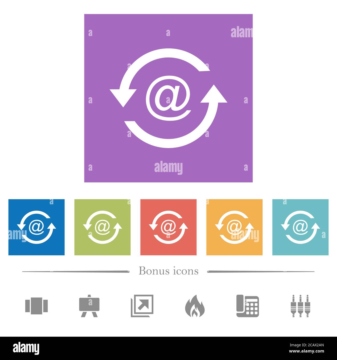 Reload emails flat white icons in square backgrounds. 6 bonus icons ...