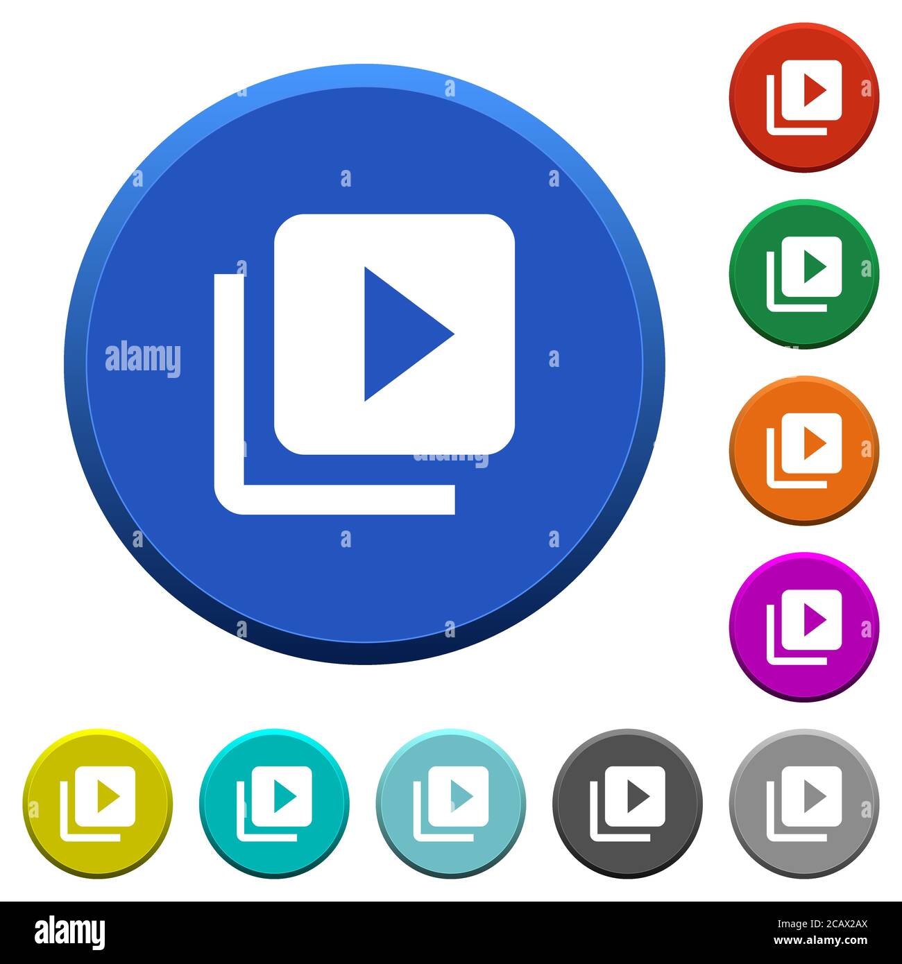 Video library round color beveled buttons with smooth surfaces and flat ...