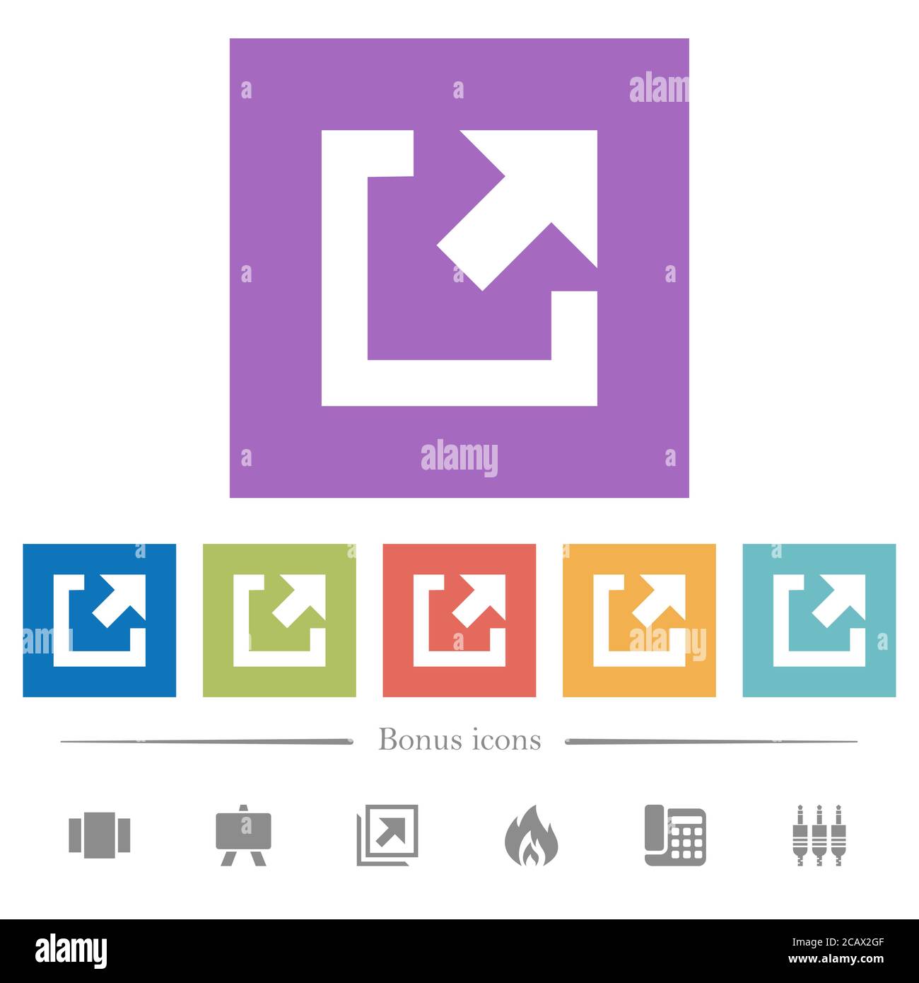 External link flat white icons in square backgrounds. 6 bonus icons ...