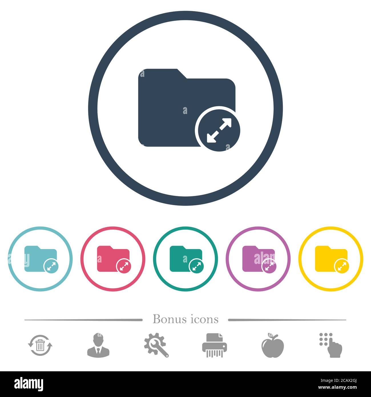Uncompress directory flat color icons in round outlines. 6 bonus icons ...