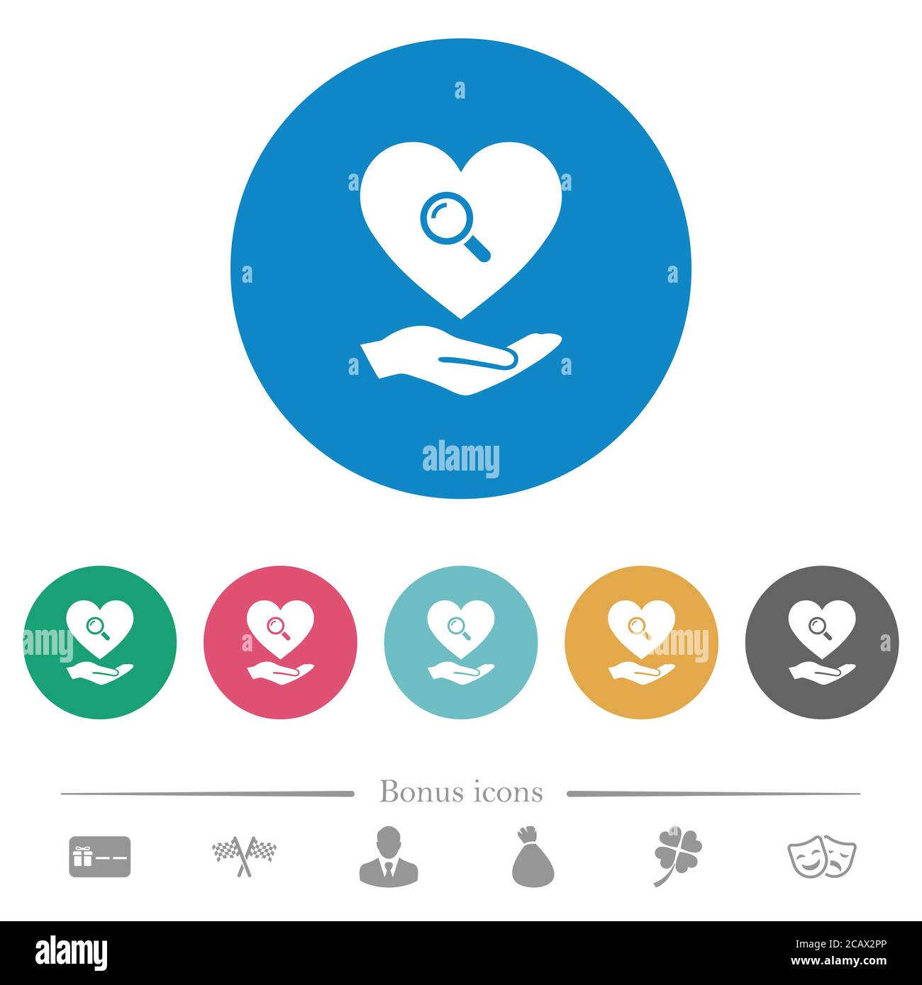 Dating service flat white icons on round color backgrounds. 6 bonus ...