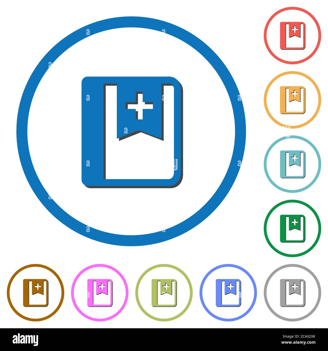 Bookmark flat color vector icons with shadows in round outlines on white background Stock Vector ...
