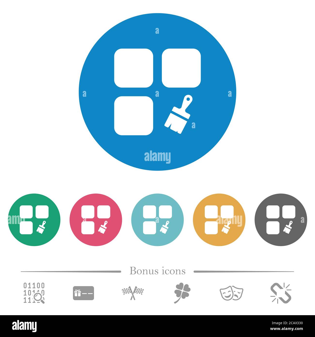Component paste flat white icons on round color backgrounds. 6 bonus ...