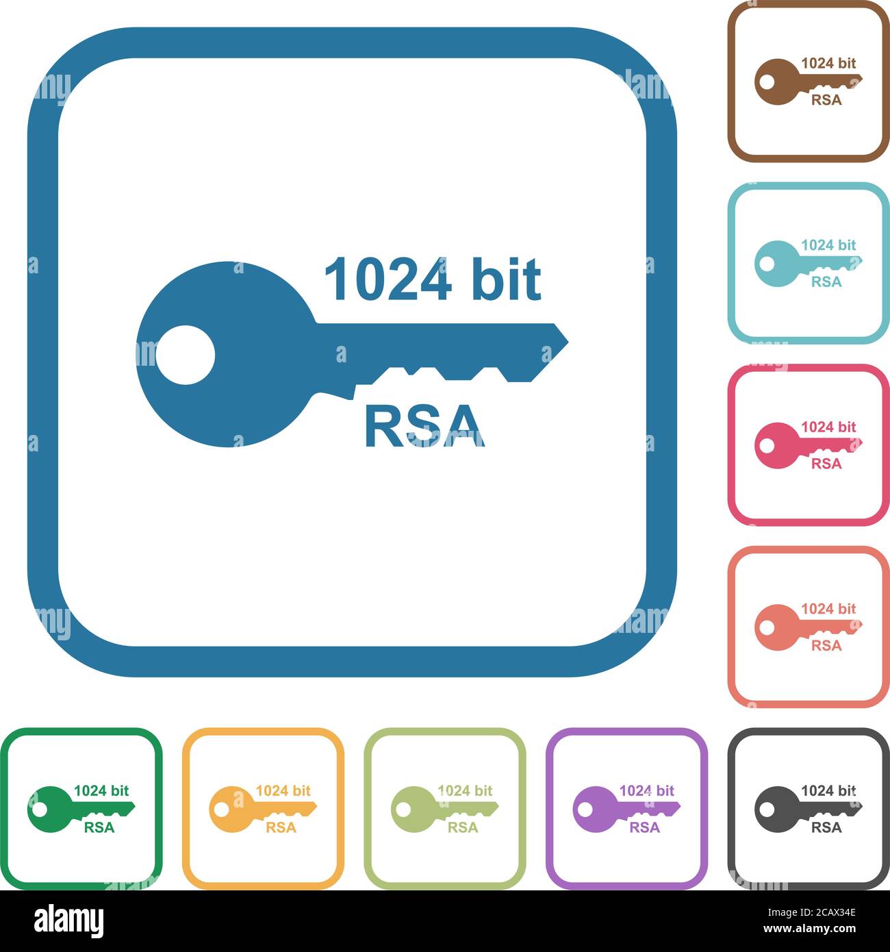 1024 bit rsa encryption simple icons in color rounded square frames on ...