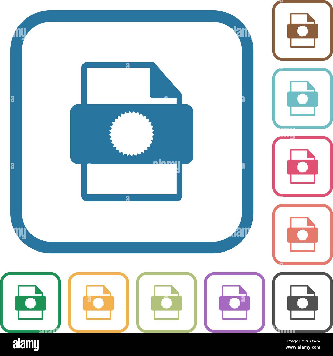 Certificate file simple icons in color rounded square frames on white background Stock Vector ...