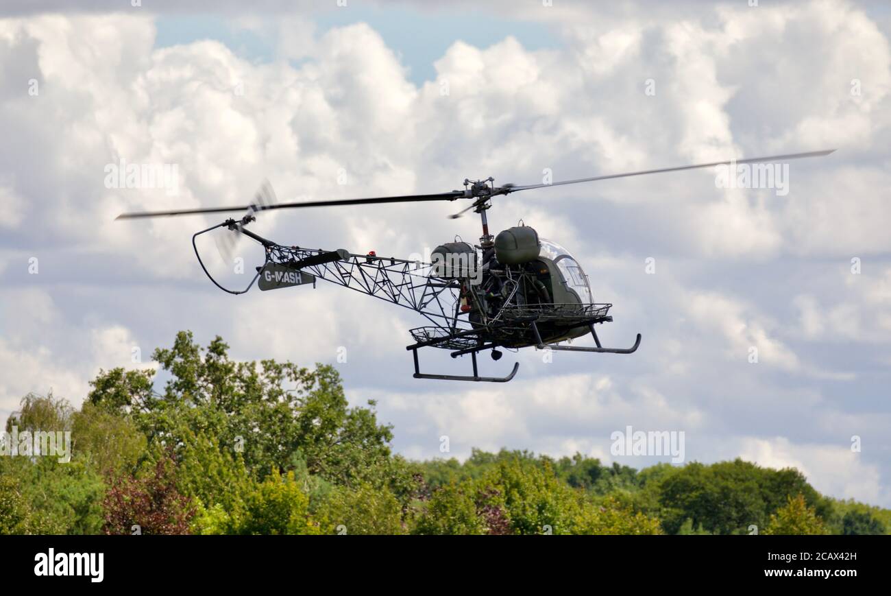 Westland-Bell 47G-4A Sioux (G-MASH) performing at Shuttleworth Drive-in ...